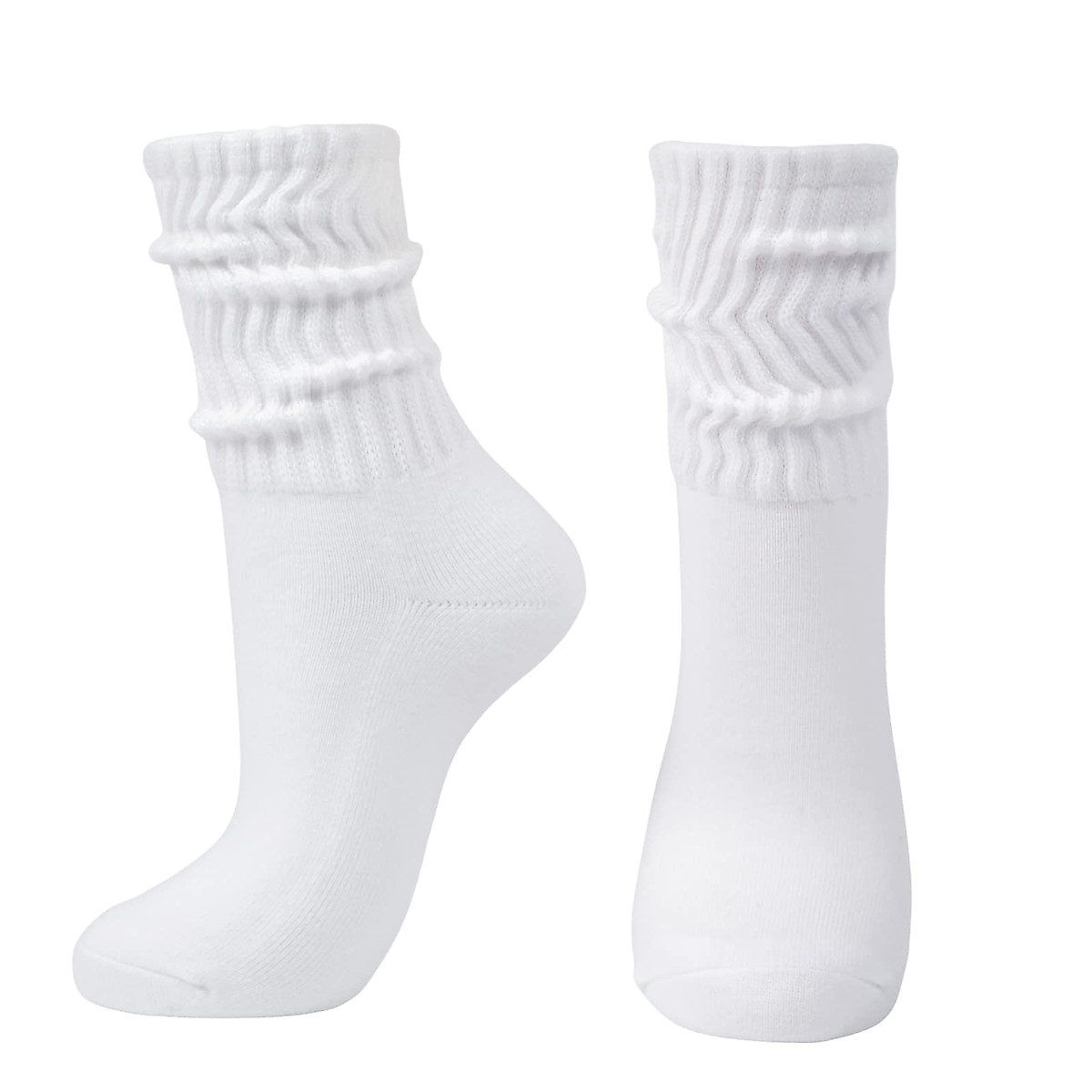 Intgoodluckycc White Slouch Scrunch Socks for Women, Slouch High Tube Socks Women (1 Pair - White)