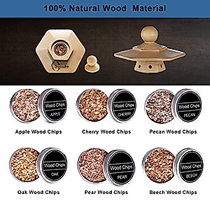 Cocktail Smoker Kit with Torch,Old Fashioned Smoker Kit with 6 Flavour Wood Chips and 4 Ice Cube Whiskey Stone for Bar Lovers,Father,Husband (Butane Not Included)