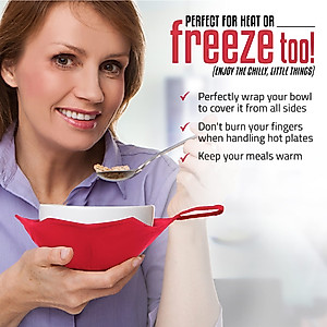 Set of 5 Bowl Holders, Cotton Huggers for Microwave, Cozy and Heat Resistant, Multicolor Bowl Holders, Heating or Warming Soup and Other Foods, Machine Washable, Oven Mitt Included