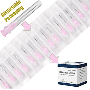 100 Pack 18Ga 1 Inch Disposable Needle Luer Lock Industrial Dispensing Accessories,Individual Package Lab Tools for Refilling Liquid,Inks