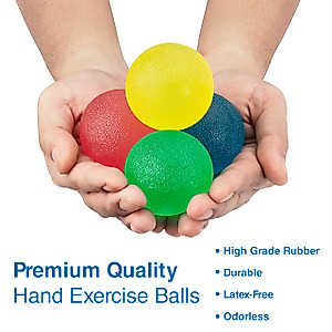 FlintRehab Premium Hand Exercise Balls - Workout Set of 4 for Carpal Tunnel Stress/Pain Relief, Physical Therapy - Arthritis - Hand Grip Strengthening
