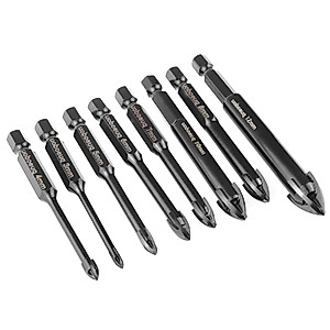 uoboeuq 8PC Concrete Drill Bit Set, Masonry Drill Bits for Tile,Brick, Plastic and Wood,Tungsten Carbide Tip Best for Wall Mirror and Ceramic Tile on Concrete and Brick Wall (3-12mm)