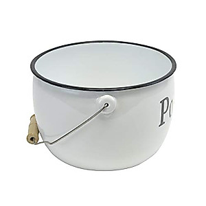 Treasure Gurus 3pc Set Rustic White Enamel Potato Onion Produce Storage Basket Metal Vegetable Bin Farmhouse Decor