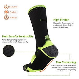 JOYNÉE Mens Athletic Crew Socks for Men Cushion Casual Running Sports Workout Sock 6 Pack,Black2,Sock Size 10-13