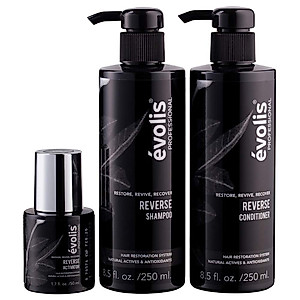 EVOLIS Reverse 3-Step System - Activator, Shampoo & Conditioner - Hair Growth Treatment for Thinning Hair - Keratin Treatment - Accelerates Growth, Thickens and Decreases Hair Fall