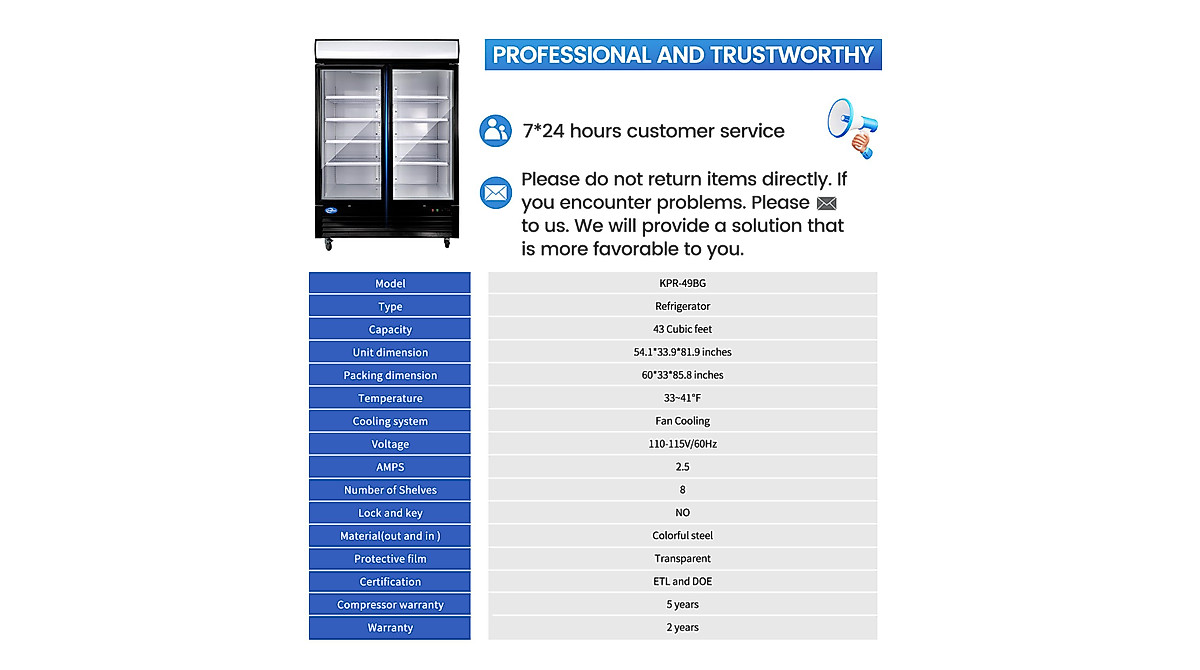 Kalifon 54" Commercial Refrigerator for Efficient Display