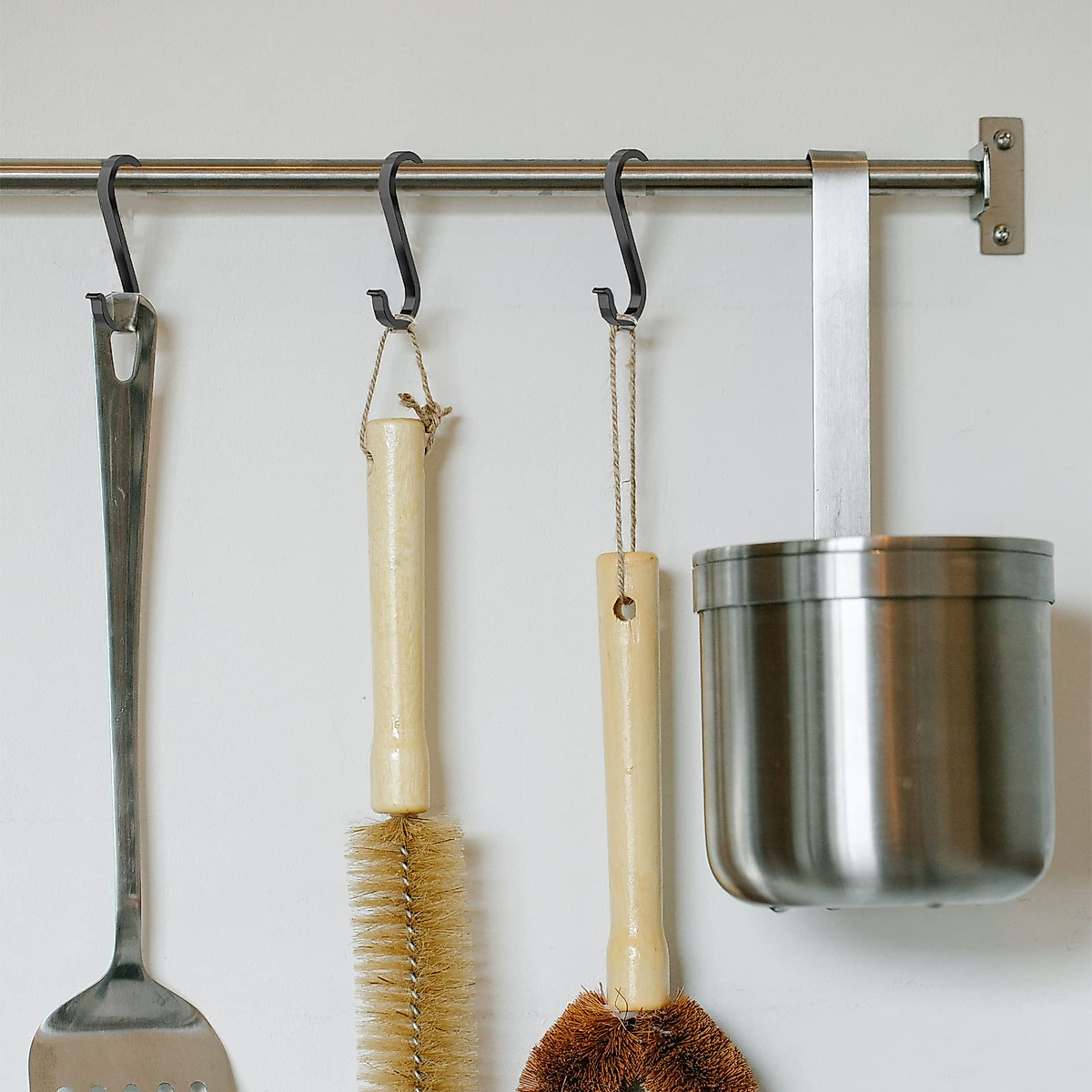 15Pcs S Shaped Hooks Matte Finish S Hooks Aluminum Heavy Duty S Hooks for Hanging Plants Coffee Cups Pots and Pans Clothes in Kitchen Bathroom Workshop Garden, Matte Black