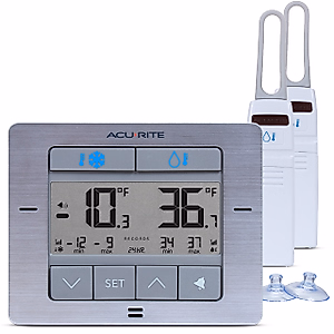 AcuRite Digital Wireless Fridge and Freezer Thermometer with Alarm, Max/Min Temperature for Home and Restaurants (00515M) 4.25" x 3.75"