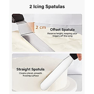 Kootek 144pcs Cake Pan Set with Ebook, Cake Decorating Supplies with 3 Round Nonstick Removable Base Bakeware Springform Pans (4" 7" 9"), Numbered Piping Tips and Other Baking Supplies for Cheesecake