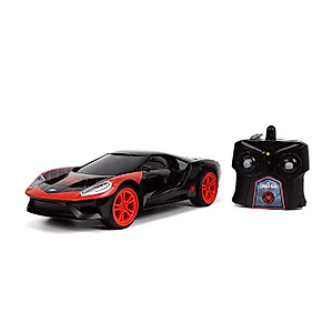 Jada Toys Marvel Spider-Man 1:16 Miles Morales 2017 Ford GT RC Remote Control Car 2.4GHz, Toys for Kids and Adults, Black