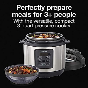 Proctor-Silex Simplicity 4-in-1 Electric Pressure Cooker, 3 Quart Multi-Function With Slow Cook, Steam, Sauté, Rice, Stainless Steel (34503)