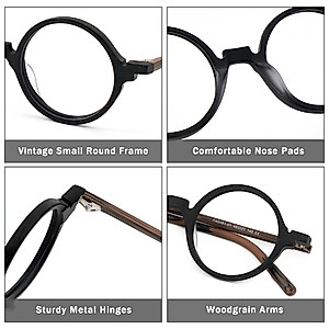 Zeelool Unisex Acetate Vintage Round Glasses Frame with Non-prescription Clear Lens Otto FA0481 (Readers, Reading Glasses)