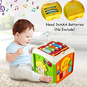 Tikooere Activity Cube Toy for Baby,7 in 1 Multi-Function Play Cube with Music Keyboard,Drum and Xylophone,Educational Musical Toy Gifts for Toddlers Kids Boys Girls 1 2 3 4 5 6 Years Old(Blue)