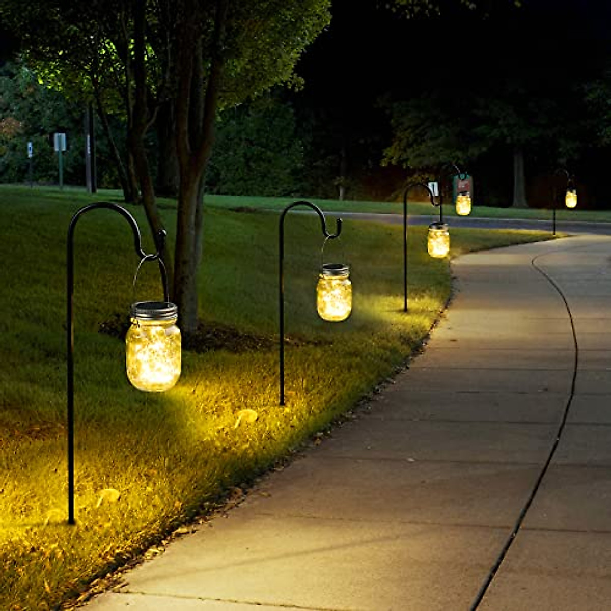 Mlambert Mason Jar Solar Lights 30 LEDs, 6 Pack Hanging Solar Lights Outdoor, Waterproof Fairy Lights Solar Lanterns for Patio Garden, Hangers and Jars Included- Warm White