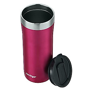 Contigo Streeterville Stainless Steel Vacuum-Insulated Tumbler with Straw and Splash-Proof Slider Lid, Keeps Drinks Hot up to 8hrs or Cold for 24hrs, Great for Travel/Work/School, 24oz Dragonfruit