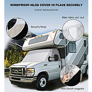 VANNCAMP Exterior Windshield Cover for 2001-2020 Chevy Motorhome Class C, RV Front Window Cover