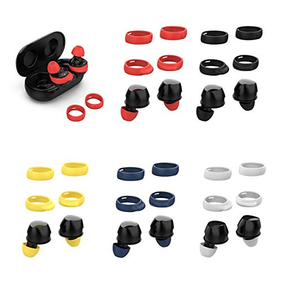 Hemobllo 16 Pcs Replacement Ear Tips Compatible for Samsung Galaxy Buds/Buds+ - Soft Silicone Earbuds Eartips Wingtips Earhooks Kit Earpads Earphones Tips Cover (Red)