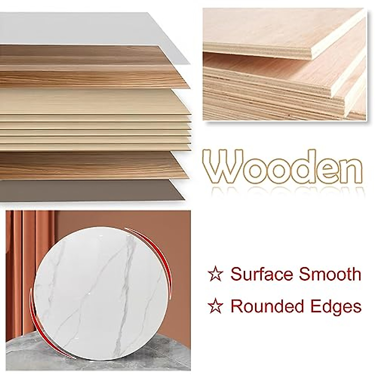 Wooden Lazy Susan Tabletop Service Plate, 360° Rotation Silent Dining Table Round Turntable, Diameter Ø 20 24 28 32 36 39 Inch Large Rotating Tray Rotating Board