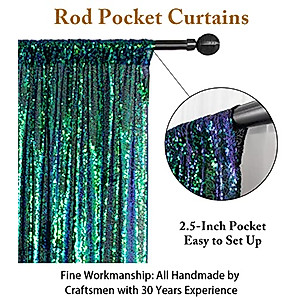Sequin Curtains 2 Panels 2FTx8FT Iridescent Green Photo Booth Backdrop Prom Backgrounds Baby Shower Backdrop Wedding Ceremony Backdrop Birthday Party Decorations