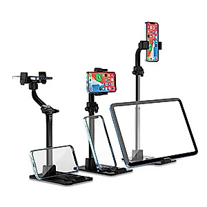 PEPPER JOBS Cell Phone Stand Adjustable Height & Angle Phone Holder Phone Stand for Desk Cell Phone Clip Stand Holder Two-in-one Live Streaming Stand Compatible with 3.5"-6.7" Device