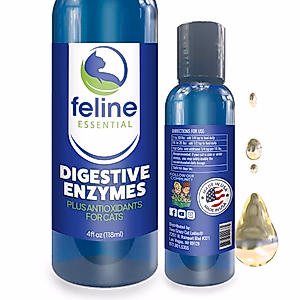 Feline Essential Catalyst Antioxidant Enzyme Formula for Cats - Cat Digestive Enzyme - Digestive Enzymes for Cats - Cat Digestive Support - Feline Catalyst Liquid Pancreatic Enzyme Supplements Cats