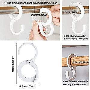 WWW 20 Packs Organizer for Closet - S Hooks- Plastic Hanging Hooks with Safety Adjustable Gear Purse Hangers for Closet which Saves Space Windproof Hook