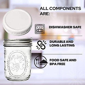 JARMING COLLECTIONS Mason Jars 16 oz with Plastic Lids (BPA Free) Pint Mason Jars Wide Mouth (set of 2)