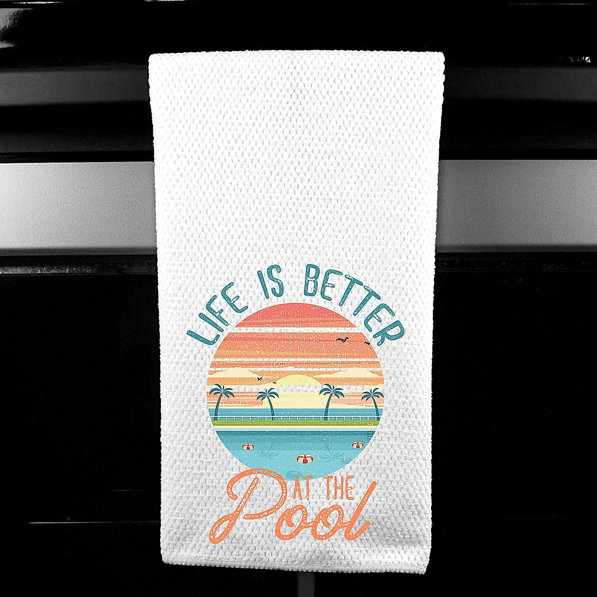 Life is Better at the Pool Swimming Retro Kitchen Bar Tea Towel Microfiber