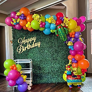 Cinco De Mayo Mexican Fiesta Party Decorations 132pcs Fiesta Balloon Garland Arch Kit Cactus Llama Foil Balloon for Baby Shower Birthday Mexica Cinco De Mayo Party Decor
