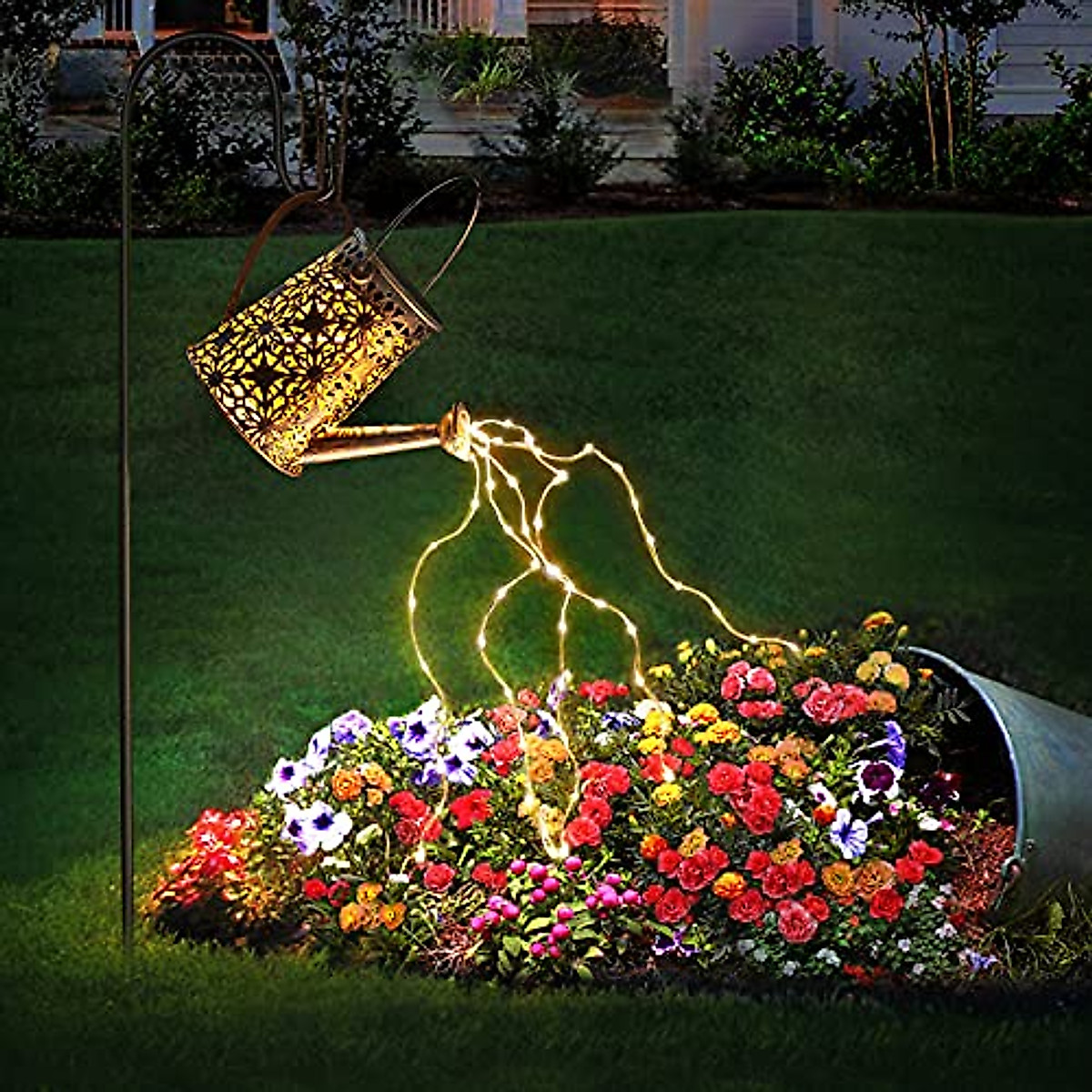 Gusgopo Small Solar Outdoor Lights, Hanging Waterproof Garden Decor Strip Light, Automatic Warm LED Metal Watering Can Light, Decoration for Landscape, Patio, Yard, Lawn, Pathway, Walkway, Tree