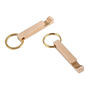 NHDT HN05 Solid Brass Keychain Beer Bottle Opener with Brass Key Rings,Bar Gifts for Men , Husband, Dad, Boyfriend (2PCS)