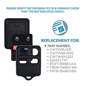 Keyless2Go Replacement for New Shell Case and 4 Button Pad for Remote Key Fob with FCC CWTWB1U345 or CWTWB1U331 - Shell ONLY