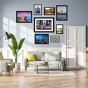 POUYCIW 12x16 inch Wood Picture Frame for Wall Hanging Square Photo Frames with Mats 10x14 inch Pictures for Baby Scan,Poster,Decoration,Anniversary,Wedding,Christmas,Diamond Painting(Black)