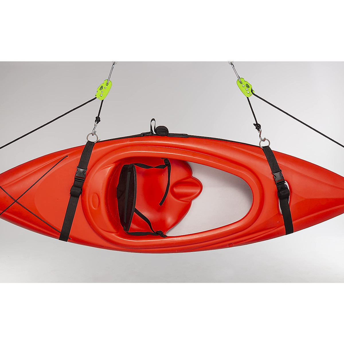 Tie Boss Kayak Hanger, Cargo Ceiling Storage, Overhead Storage, Watercraft Garage Storage, Hoist System. Green