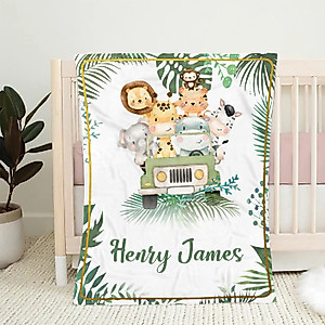 Jump Up Personalized Frame Safari Baby Blanket,Jungle Animal Baby Blanket,Baby Boy Safari Nursery,Jungle Theme Baby Blanket,Jungle Blanket Baby,Safari Swaddle Blanket