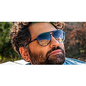Goodr Frequent Skymall Shoppers Blue Aviator Running Sunglasses, Glare Reducing Blue Polarized Gradient Lenses, UV400 Protection Block, Frame Constructed to Eliminate Slip & Bounce, Large