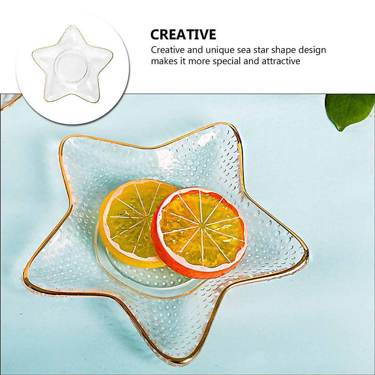DOITOOL Star Shaped Glass Bowl Candy Bowl Fruit Salad Appetizer Plate Snack Dish Serving Plate for Kitchen