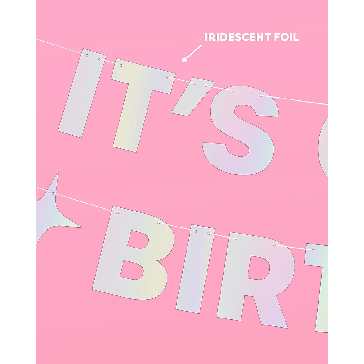 xo, Fetti It's Giving Birthday Sparkle Iridescent Foil Banner - 3 Ft. | Fun Birthday Party Decorations, 21st Bday Supplies, HBD, Sweet 16, Cute Girl Gift, Photobooth Backdrop