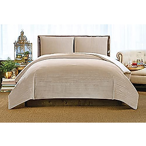 Christian Siriano Crinkle Luster Velvet Comforter Set, Full/Queen, Champagne