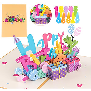 ABSOFINE Happy Birthday 3D Pop Up Cards, 3D Alphabet Happy Birthday Card with Envelopes, Greeting Cards Birthday Gifts for Women and Men (Colorful)