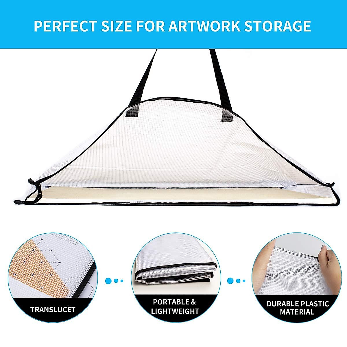 SUNEE 19x25 Art Portfolio Bag, 3 Packs Artist Supply Organizer with Handle, Zippered Storage Folder for Artwork, Poster, Scrapbook, Keepsake and Bulletin Board