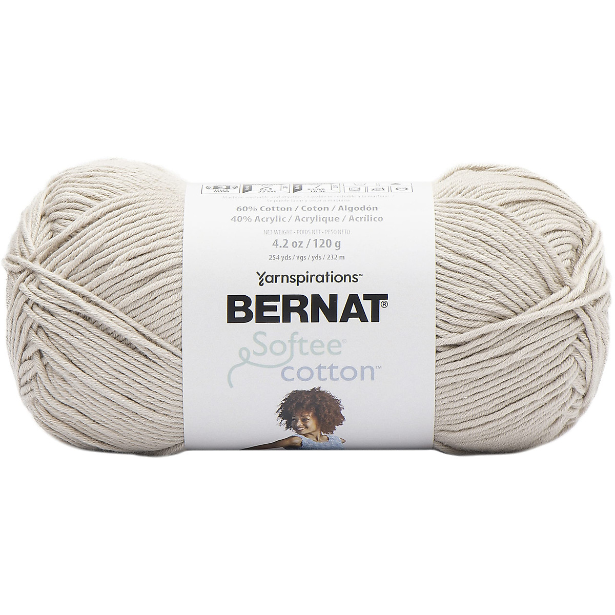 Bernat Softee Cotton Yarn, Feather Gray