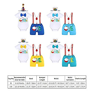 The Big One Birthday Outfit Baby Boys Bowtie Romper Suspenders Shorts Hat Gone Fishing Themed First Birthday Party Supply O-Fish-Ally One Cake Smash Photo Shoot # Royal Blue - Fish One 12-18 Months