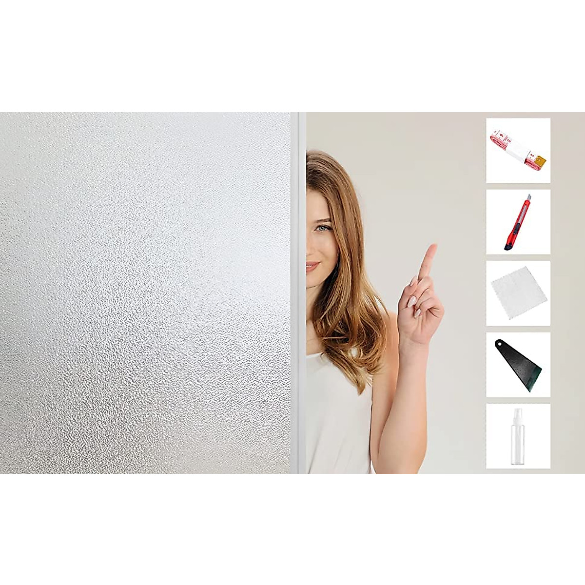 AWXD Frosted Glass Window Film,Window Privacy Film with Installation Tools, Sun Blocking Heat Control Anti Glare Window Tint,Static Cling Removable Window Sticker for Home Office (17.5" x 78.7")