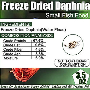 Freeze Dried Daphnia Fish Food for Betta, Neon, Guppy, Cichlid, Catfish and All Tropical Fish