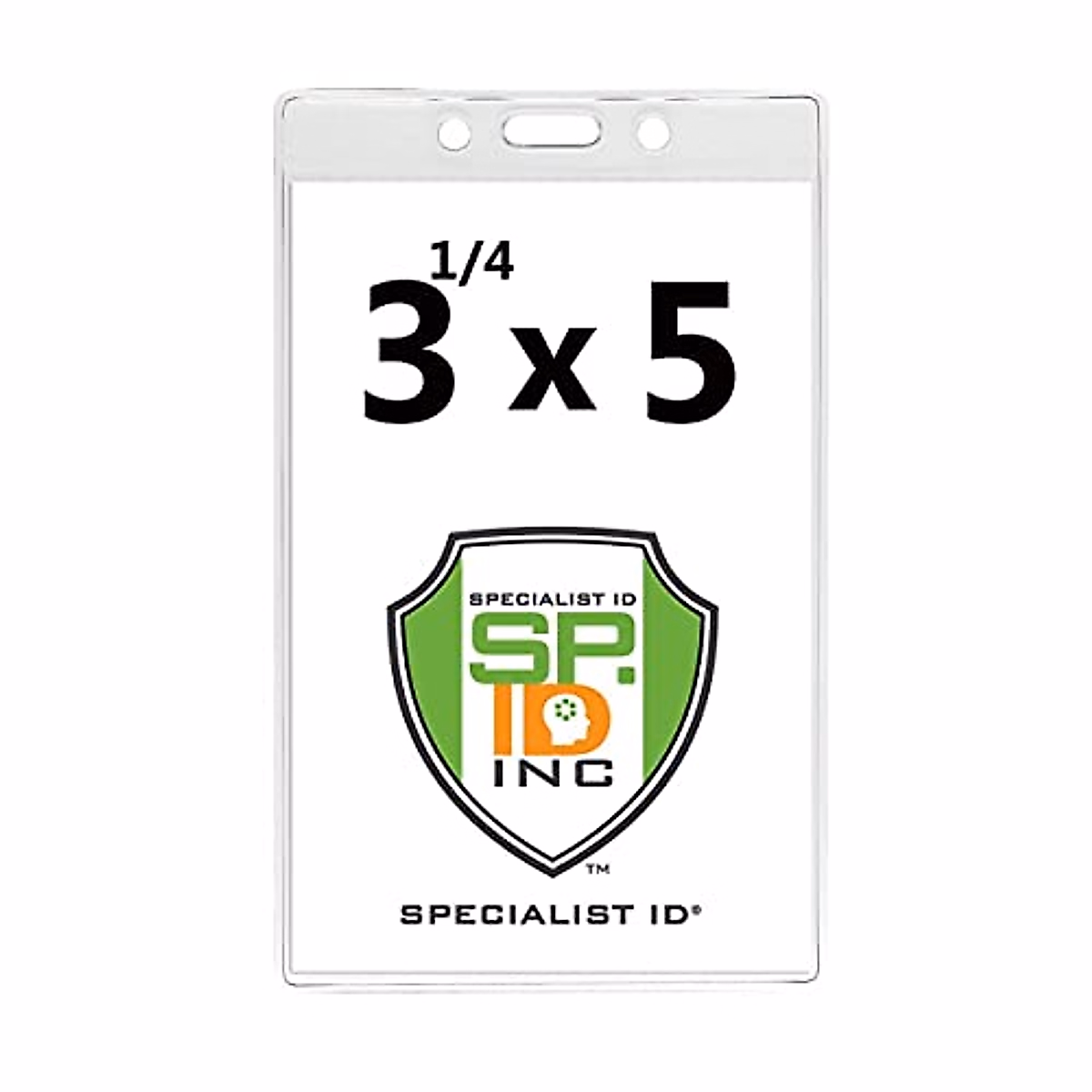 Premium Heavy Duty 3 1/4 X 5 Extra Large ID Badge Holder - Clear Vinyl 3x5 Vertical Card Sleeve for Name Badges, Sporting Events and Trade Shows by Specialist ID