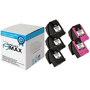 SuppliesMAX Remanufactured Replacement for HP Envy 5540/5545/5640/5660/5665/7640/7645/8000/8005 High Yield Inkjet Combo Pack (3-Black/2-Color) (NO. 62XL) (3-C2P05AN/2-C2P07ANVB)
