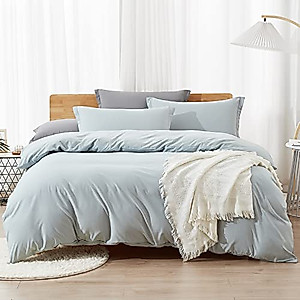 Dreaming Wapiti Duvet Cover Queen,Washed Microfiber Cornflower Blue Queen Size Duvet Cover Set,Solid Color - Soft and Breathable with Zipper Closure & Corner Ties (Cornflower Blue,Queen)