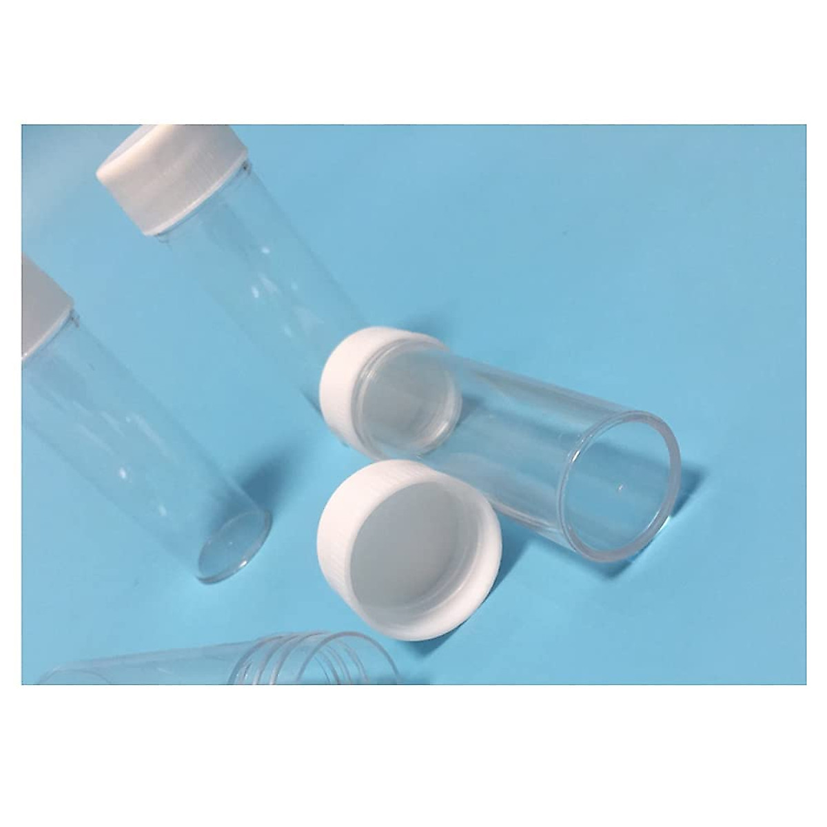 12PCS 25ml Plastic Sample Bottles Tubes Vials Mini Clear Storage Container Case with Screw Cap Small Test Tubes