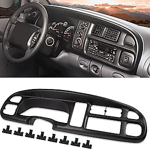 PIT66 Dash Board Bezel Cover Compatible with 1998-2001 Dodge Ram Truck Dashboard Cover w/Clips 68042746AC 5GK51DX9AA 5EU11DX9AB